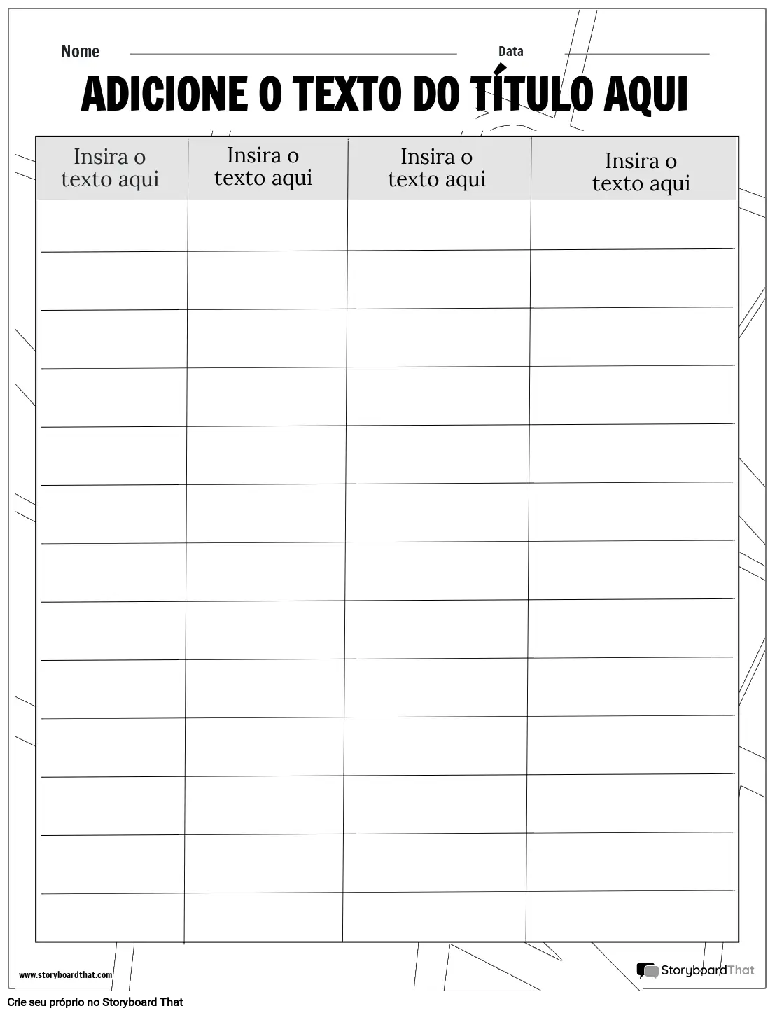 Planilha De Tabela Storyboard Por Pt Examples