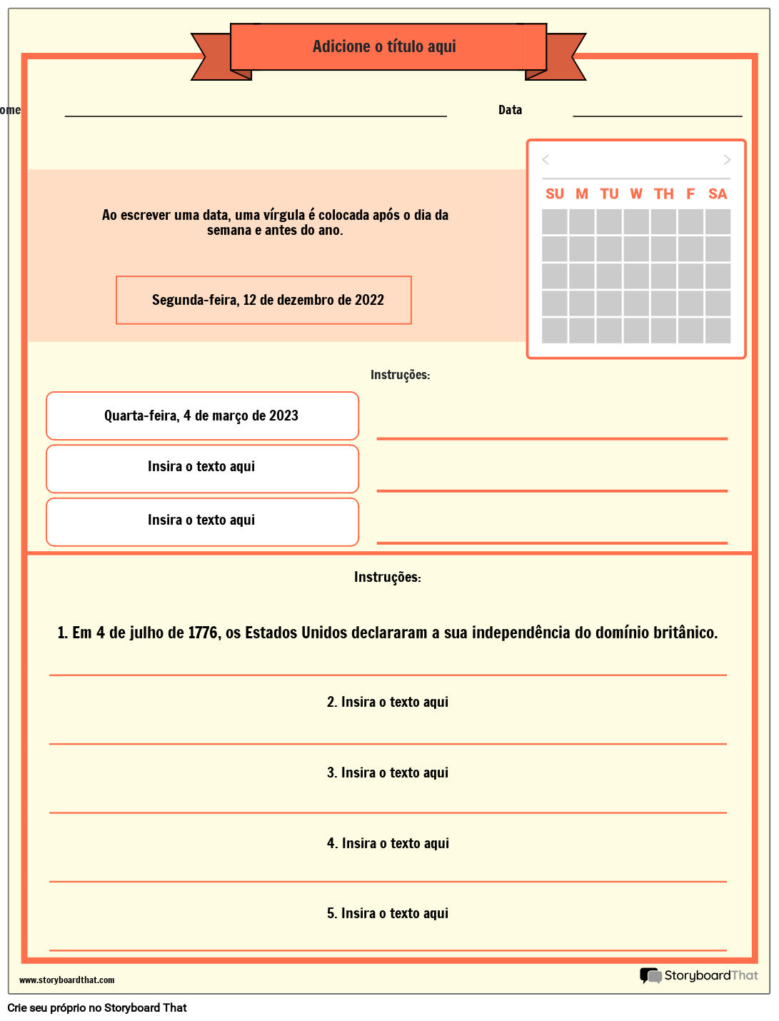 Planilha de Vírgulas em Datas Storyboard by pt-examples