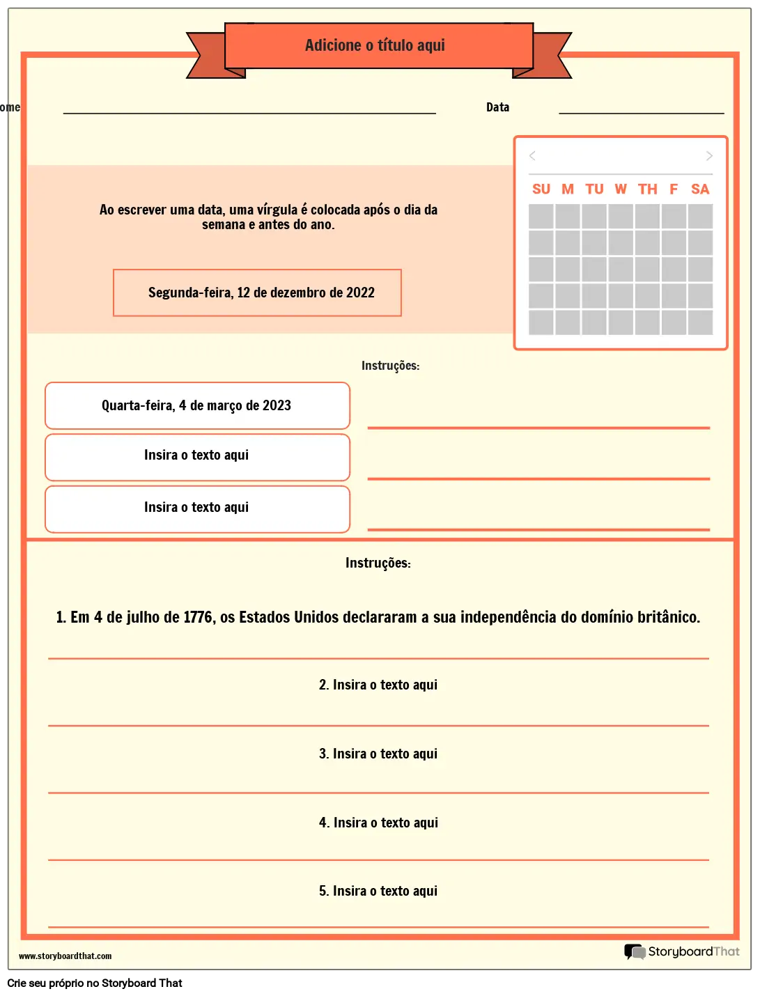 Planilha de Vírgulas em Datas Storyboard by pt-examples