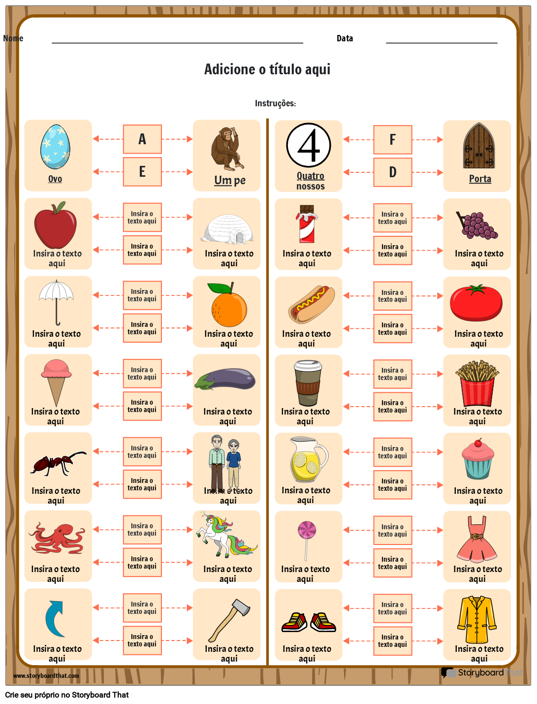 Planilha de Vogais e Consoantes de Tipo Correspondente