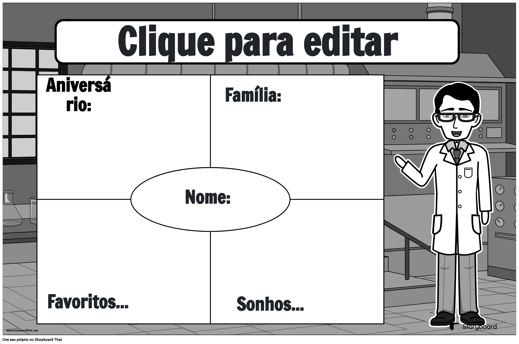 Pôster do Aluno da Semana com Design de Laboratório em P&B