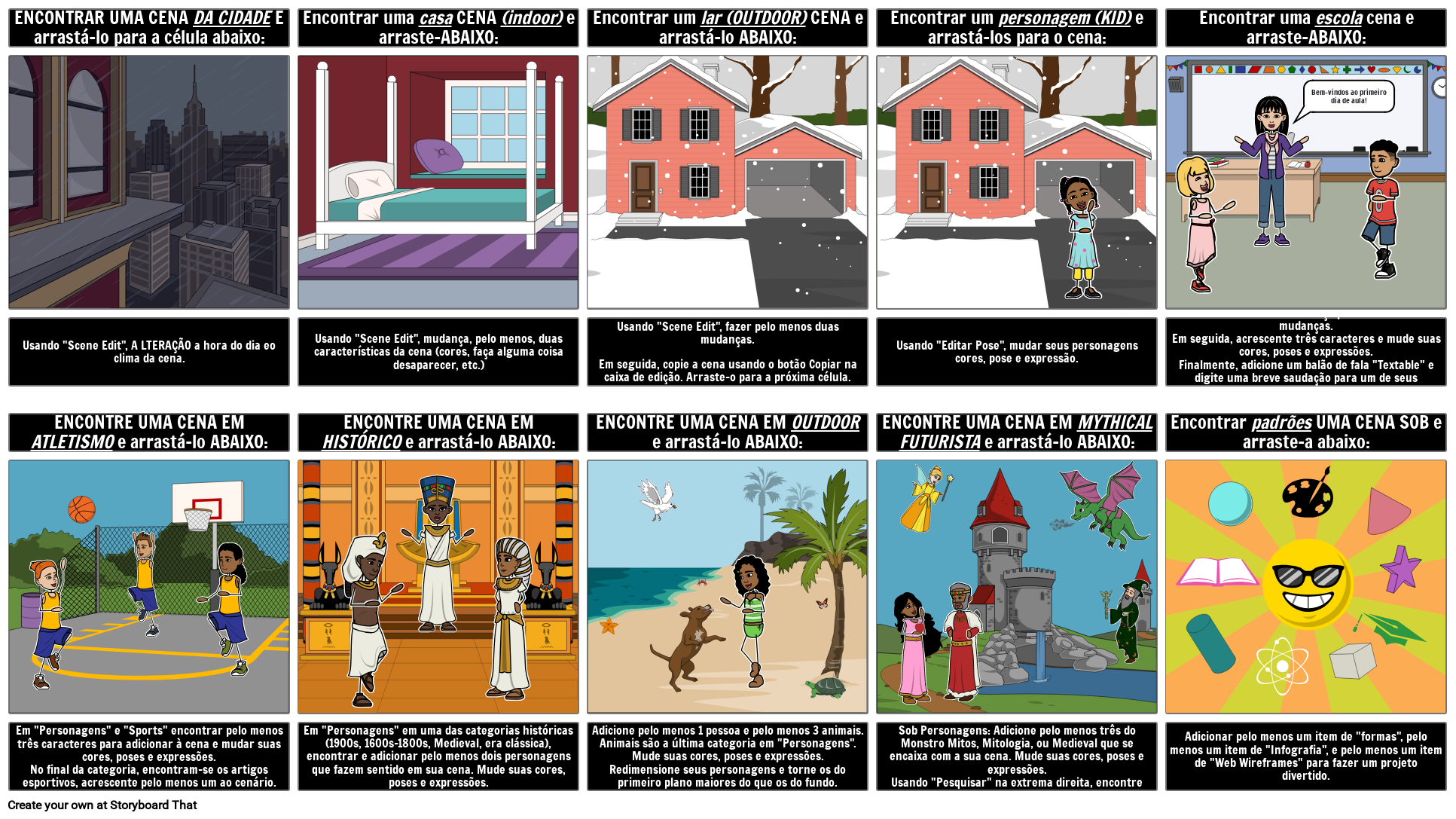 StoryboardThat Scavenger Hunt - Explore as Categorias!