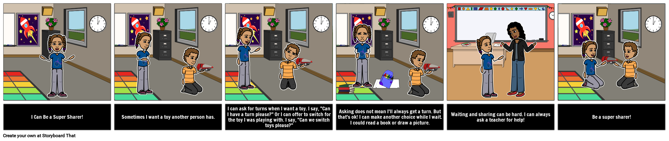 Super Sharer Social Story Storyboard by pt-examples