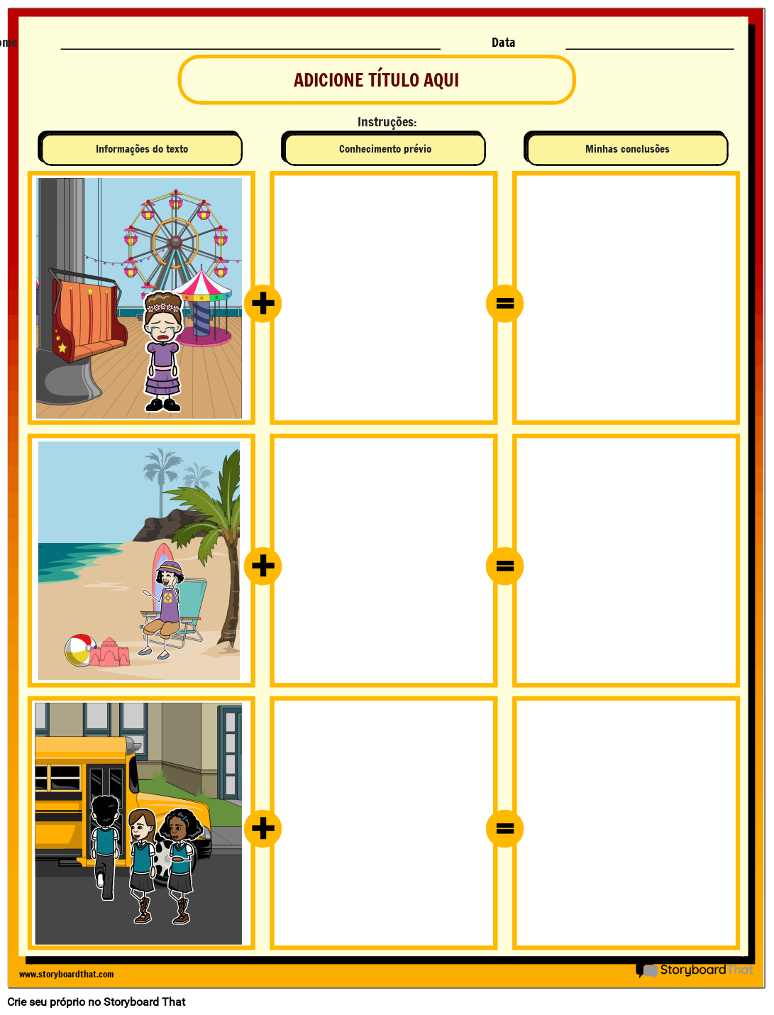 Texto e Imagens - Conclusão do Desenho Storyboard