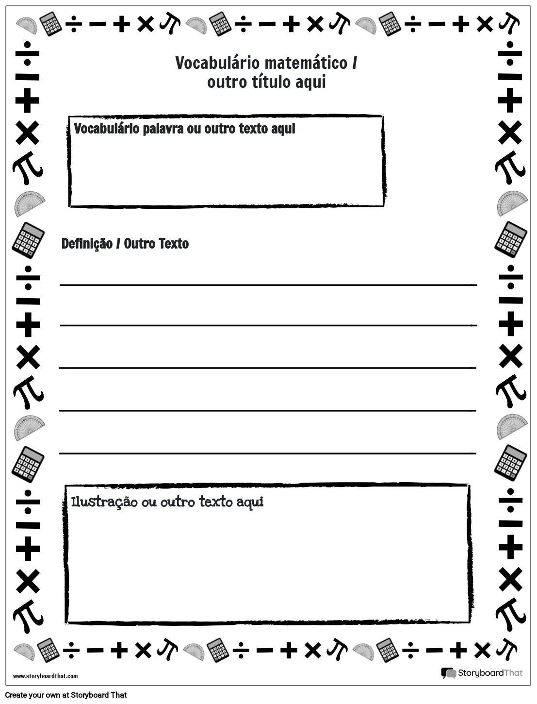 Vocabulário matemático 5 Storyboard por pt-examples