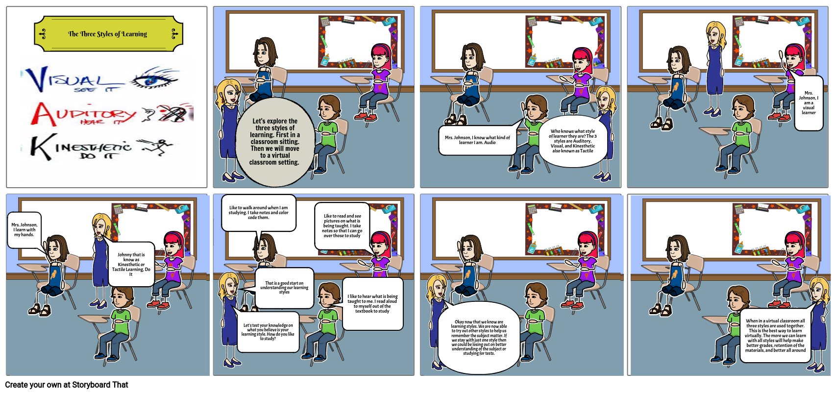 Three Styles of Learning Storyboard por raylene10138