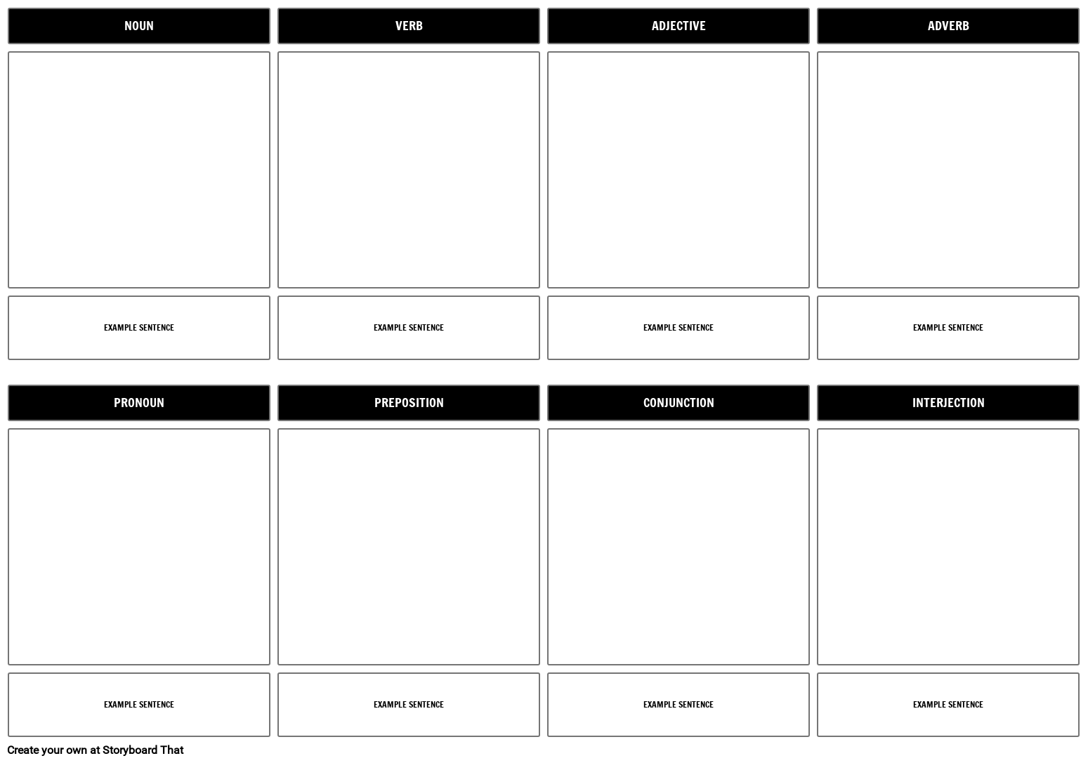 Parts Of Speech Storyboard Template Storyboard