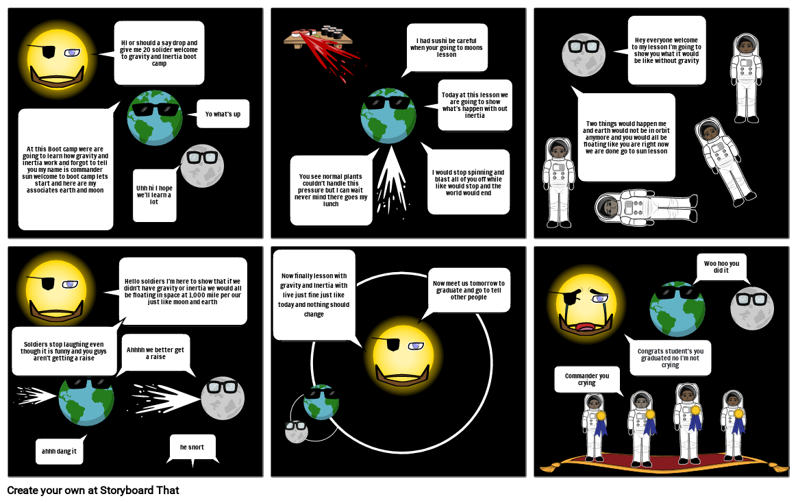 Gravity and Inertia Boot camp Storyboard por rgst33lespy