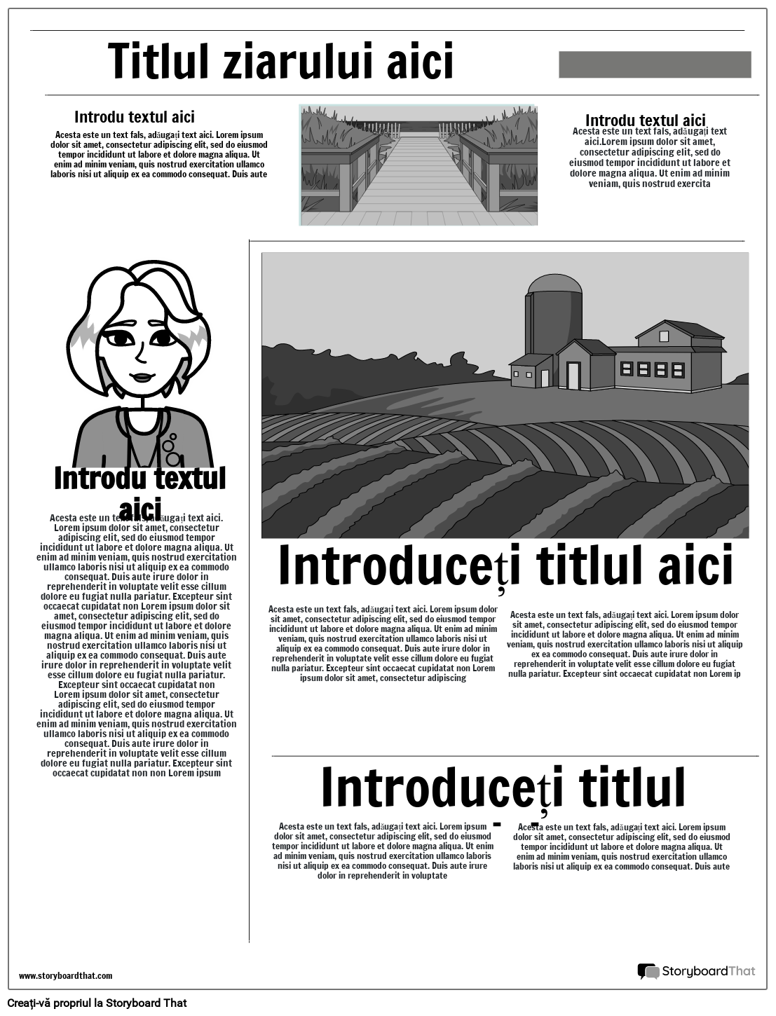 Șablon de ziar distractiv Gri القصة المصورة من قبل ro-examples