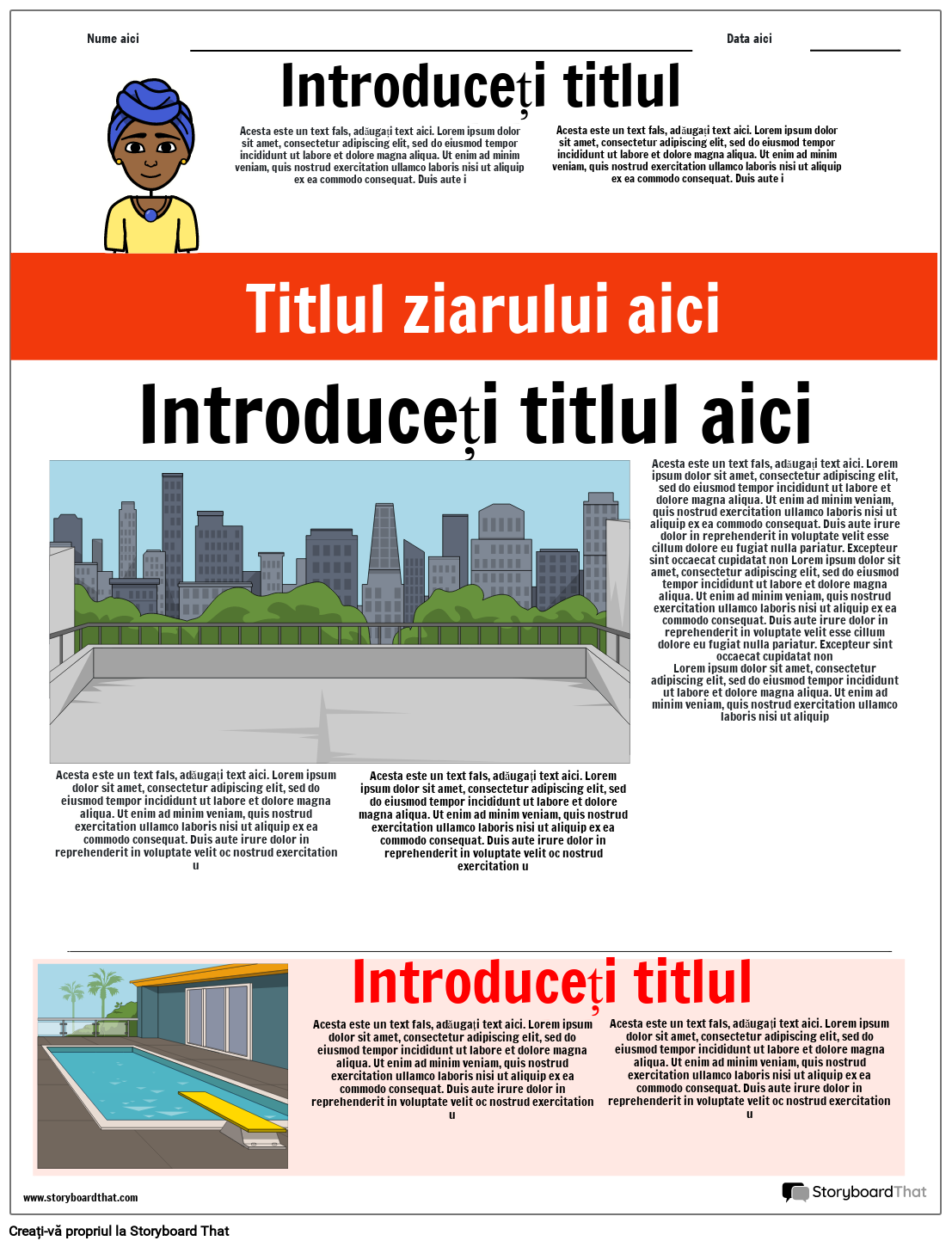 Șablon de ziar pe prima pagină Storyboard Tarafından ro-examples