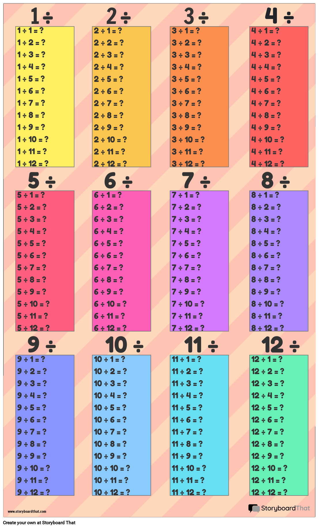 Șablon Tabel Divizie Storyboard by ro-examples