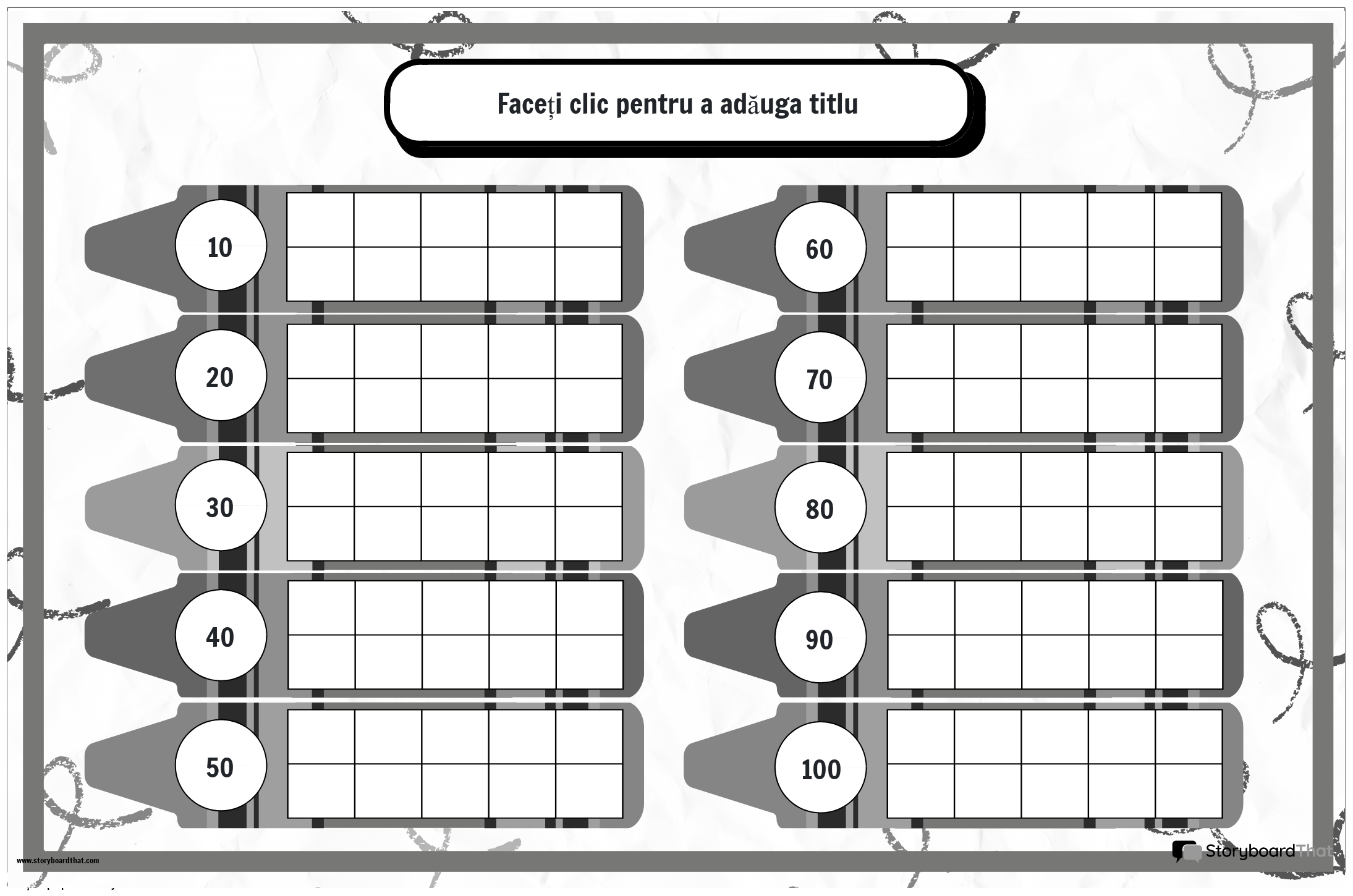 AFIȘ CU NUMERE 1-100 TEMATIC CU CREION Storyboard