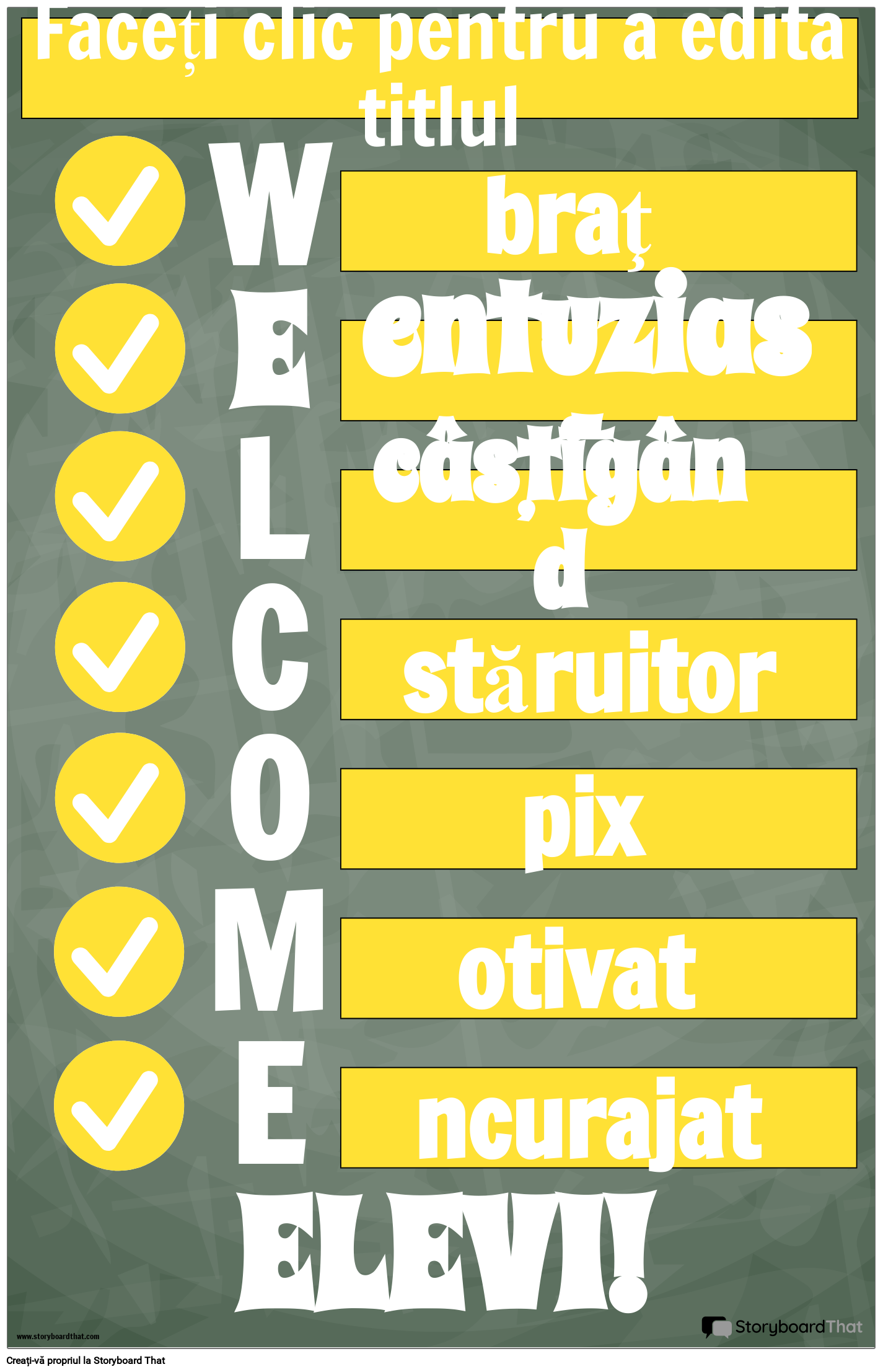 Afiș de bun Venit Pentru Proiectarea Listei de Verificare