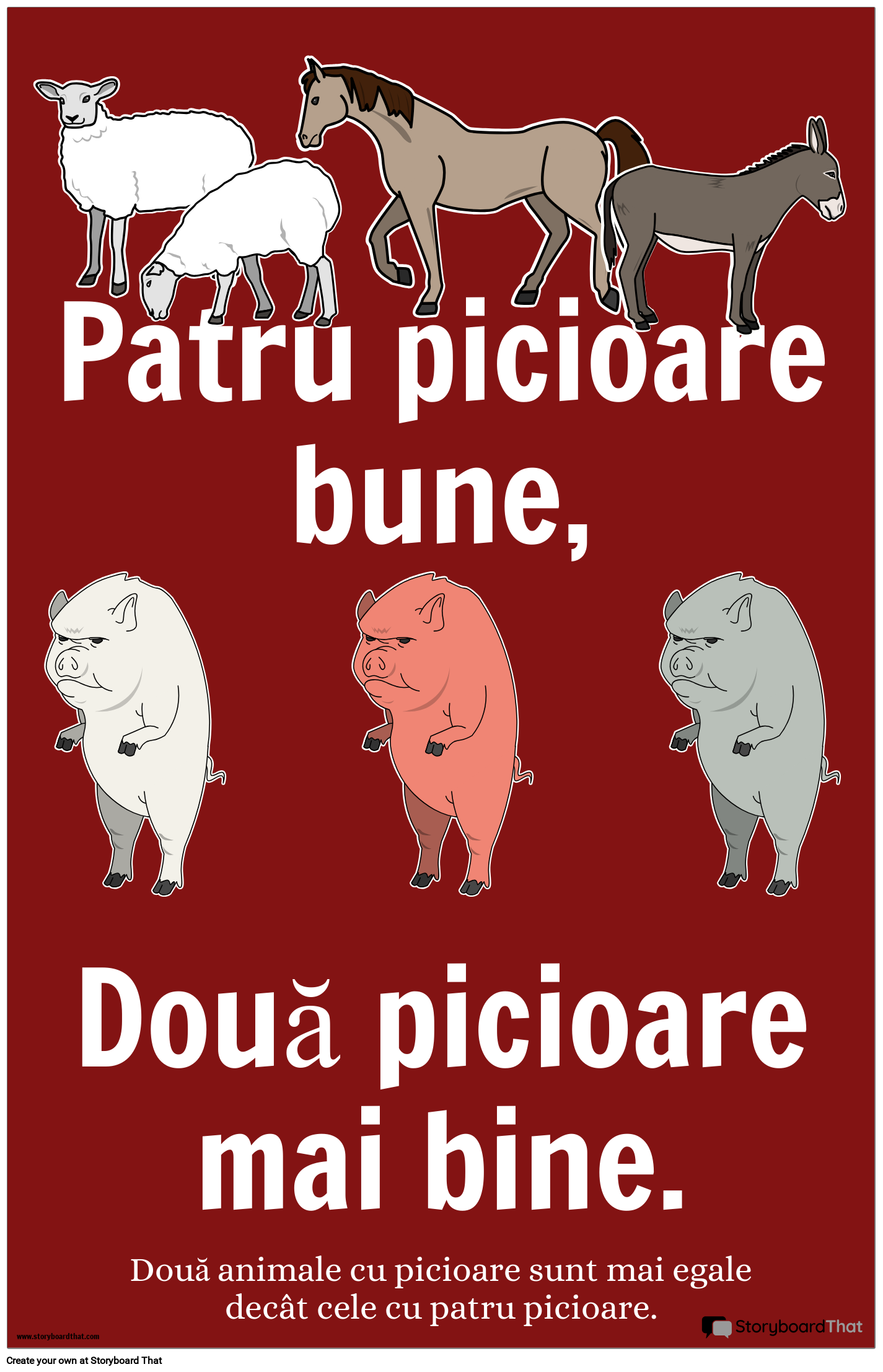 Afiș de Propagandă a Fermei de Animale Exemplu