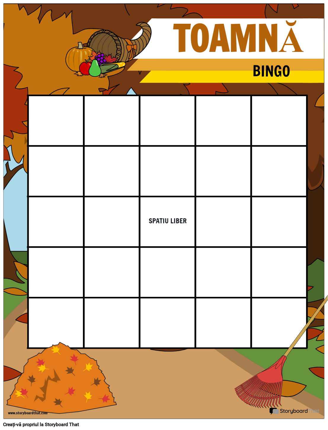 Carte de Bingo cu Tematică de Toamnă Imprimabilă