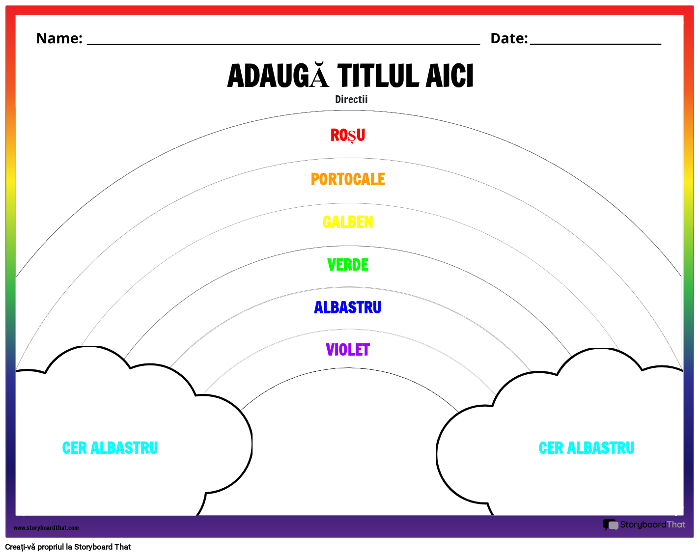Colorat Curcubeu pe Baza Etichetelor Fișa de Lucru