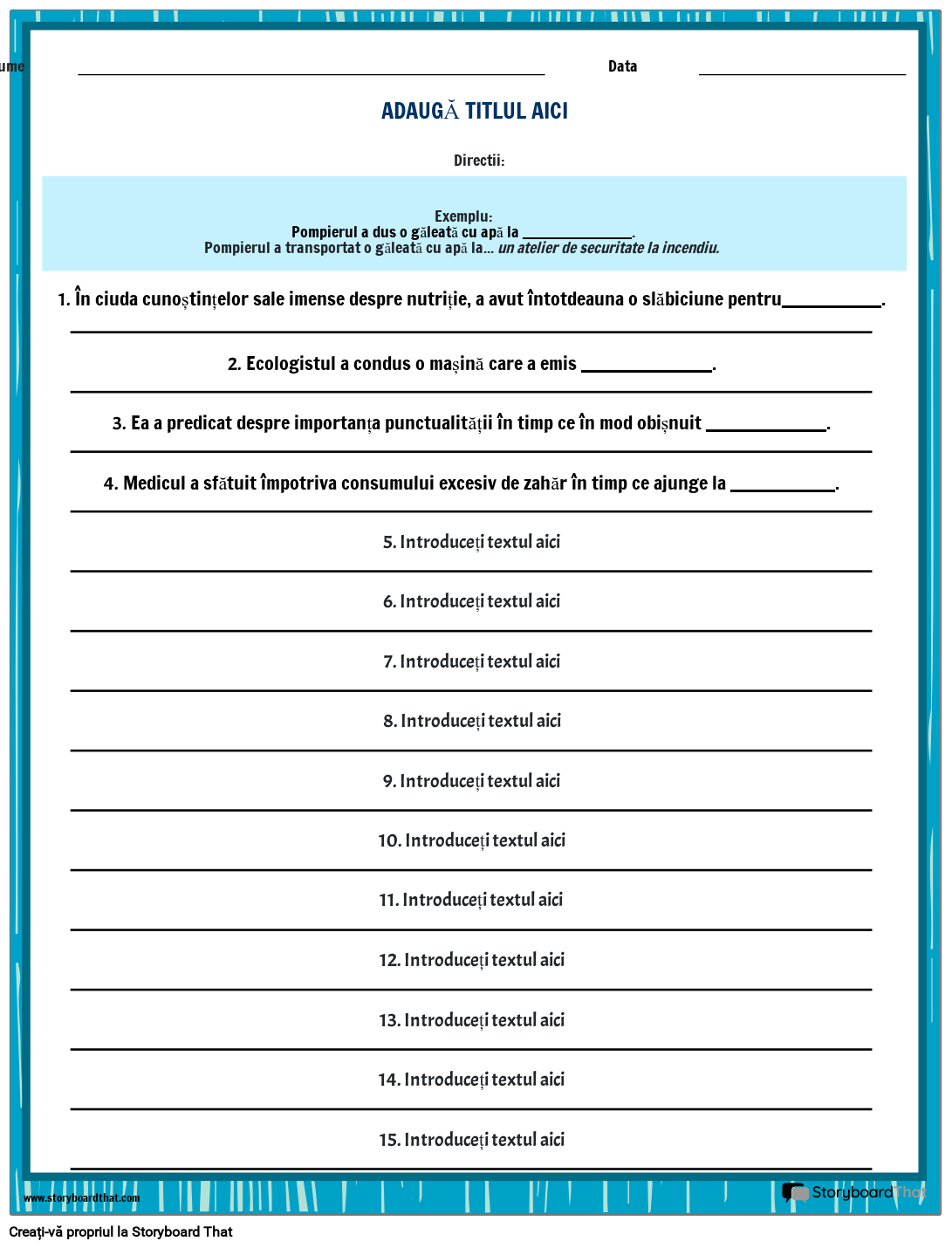 Crearea Foii de Lucru Pentru Ironie Storyboard