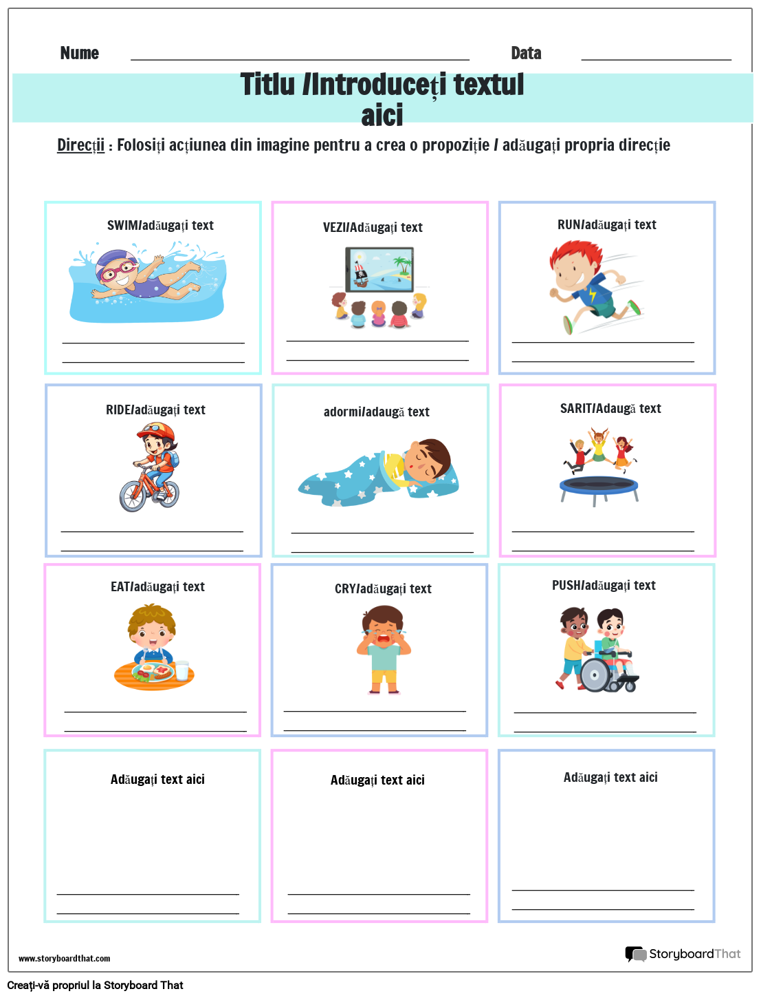 Cuvânt în propoziție Vocabular Storyboard por ro-examples