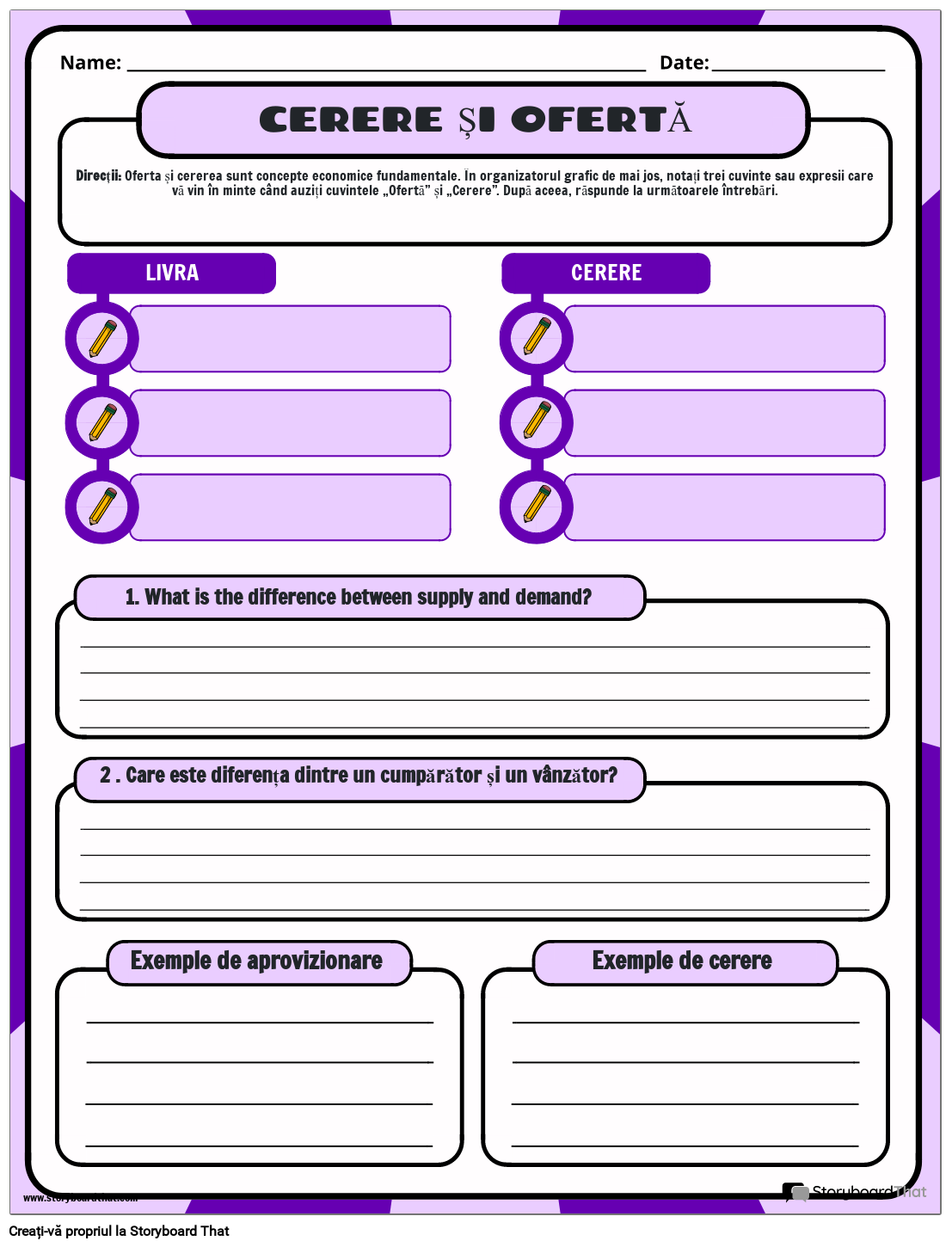 Diferența dintre fișa de lucru ofertă și cerere