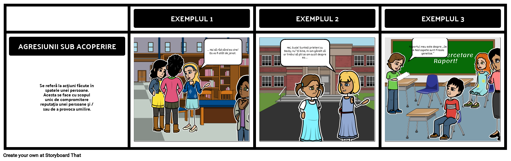 Exemplu de Covert Bullying Storyboard by ro-examples