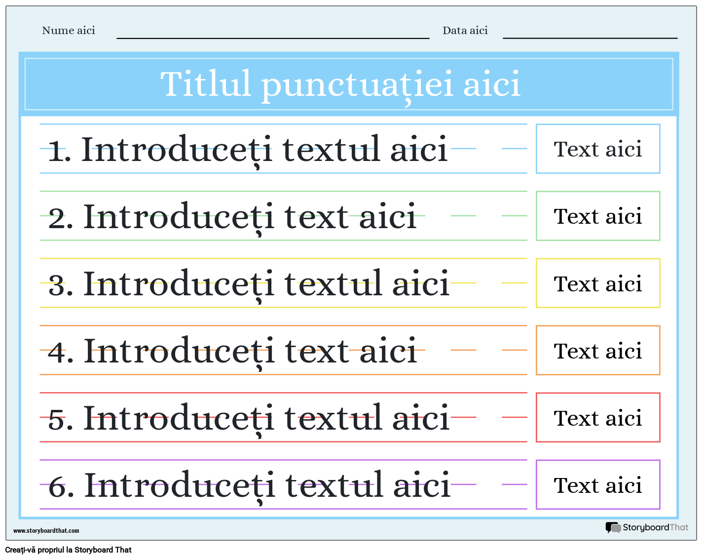 Nou Creare Șablon de Punctuație a Paginii 1 Storyboard