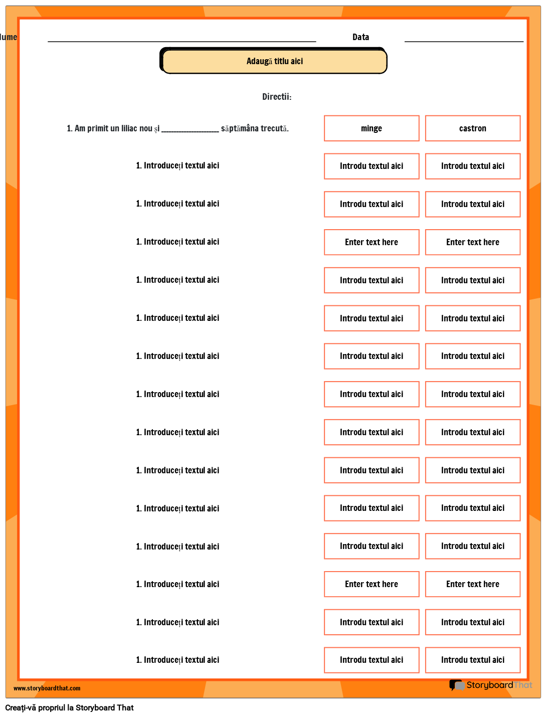 Omonime Completați Foaia de Lucru Goale Storyboard
