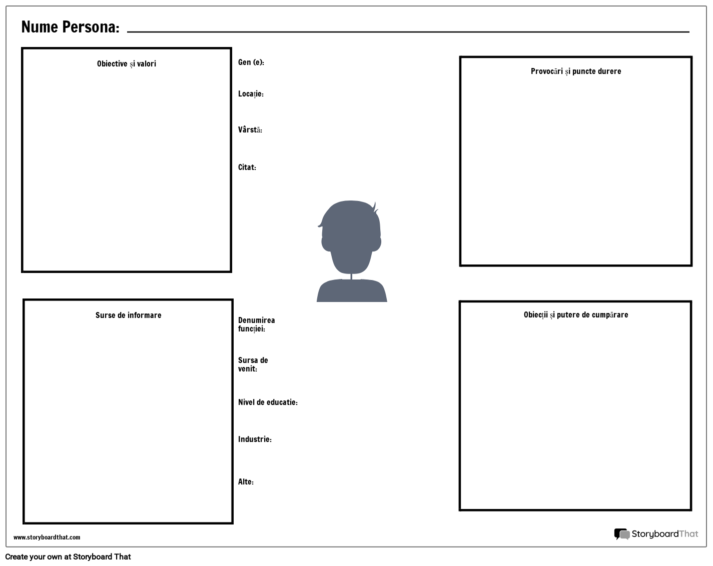 Persona Template Worksheet Storyboard by ro-examples