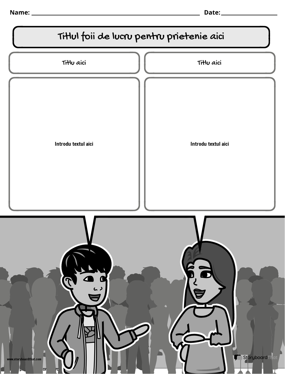 Portret Prieten Alb-negru 2 Storyboard par ro-examples