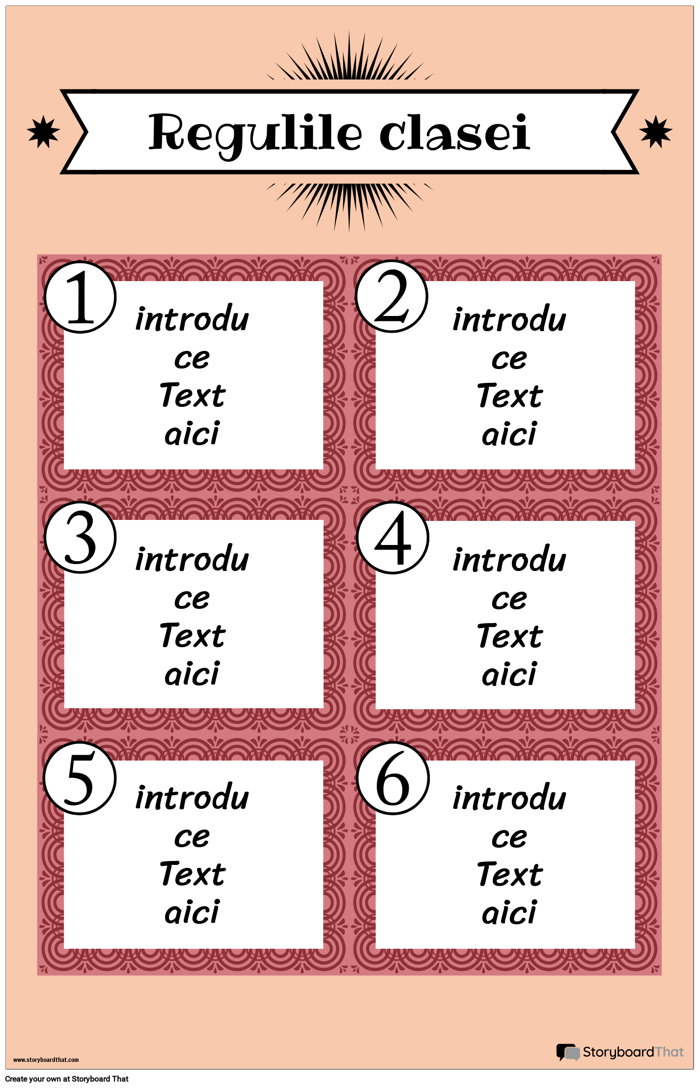Poster 2 al Regulilor Clasei Storyboard von ro-examples