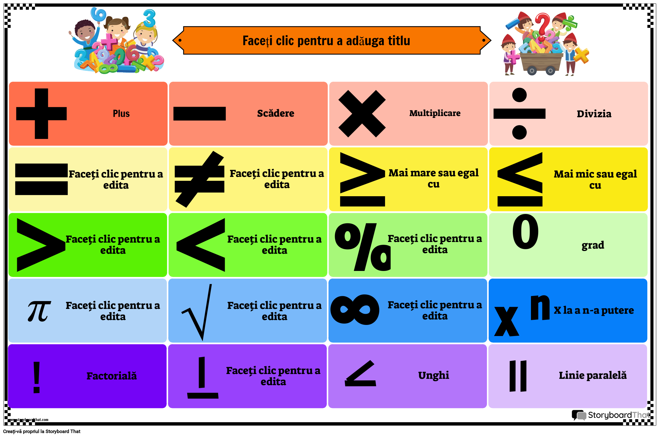 Poster Colorat cu Simboluri Matematice Storyboard