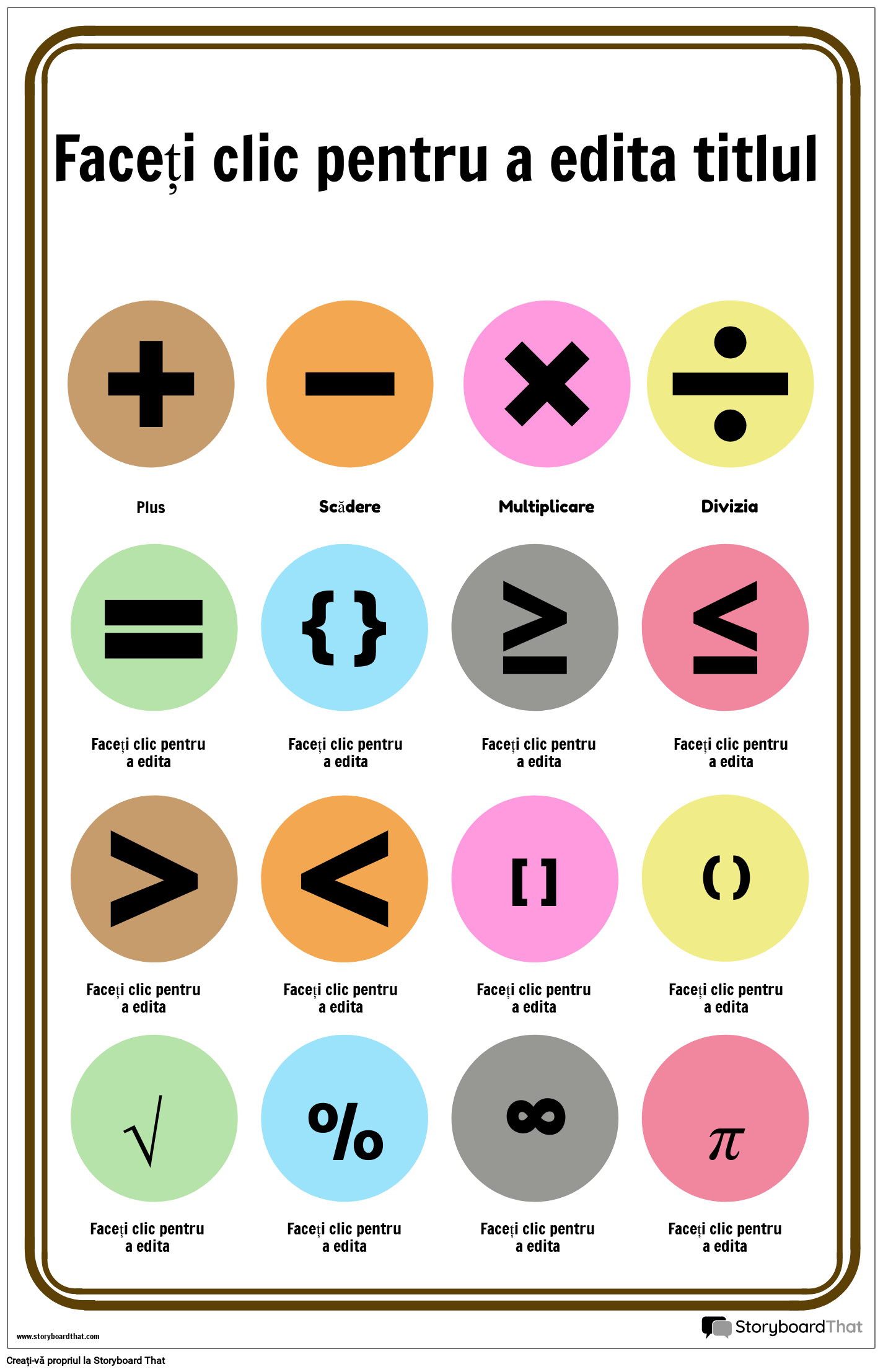 Poster cu Simboluri Matematice Minimaliste Storyboard