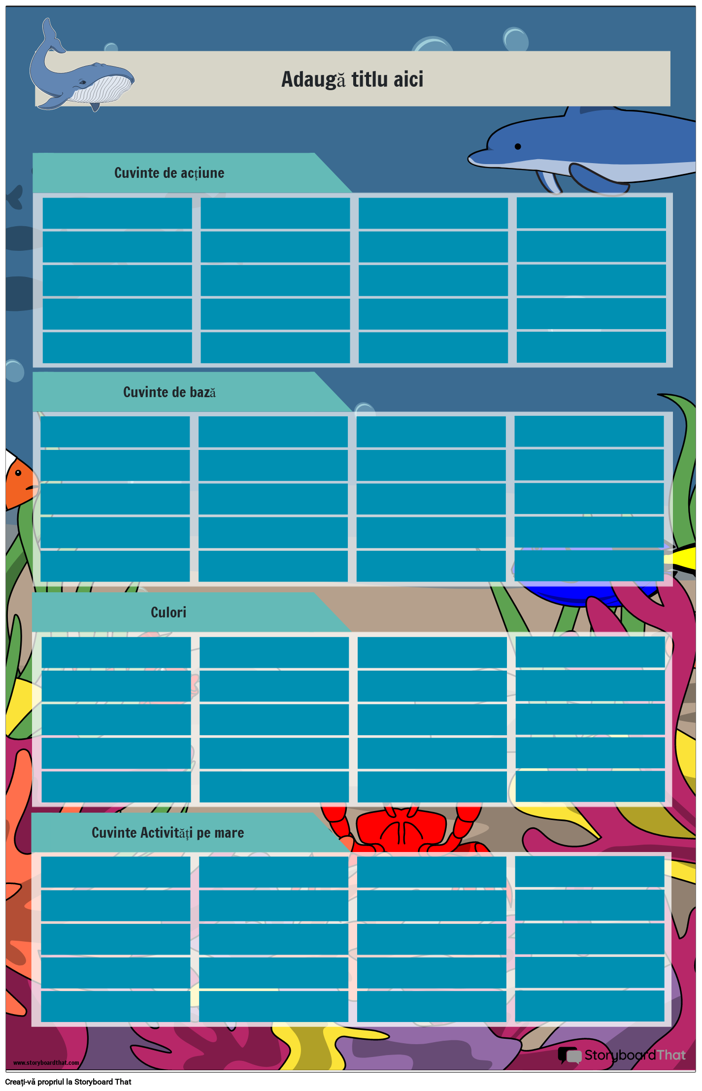 Poster cu Tematică Despre Creaturi Marine Storyboard