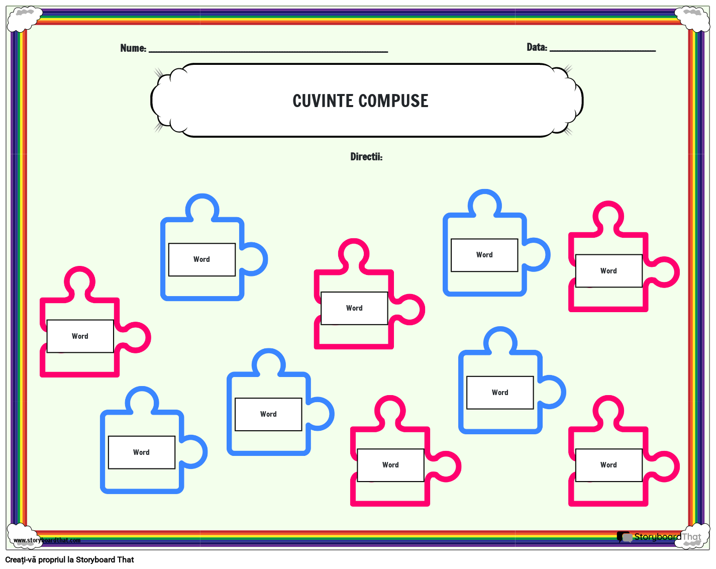 Potriviți Cuvintele Compuse Puzzle القصة المصورة من قبل ro-examples