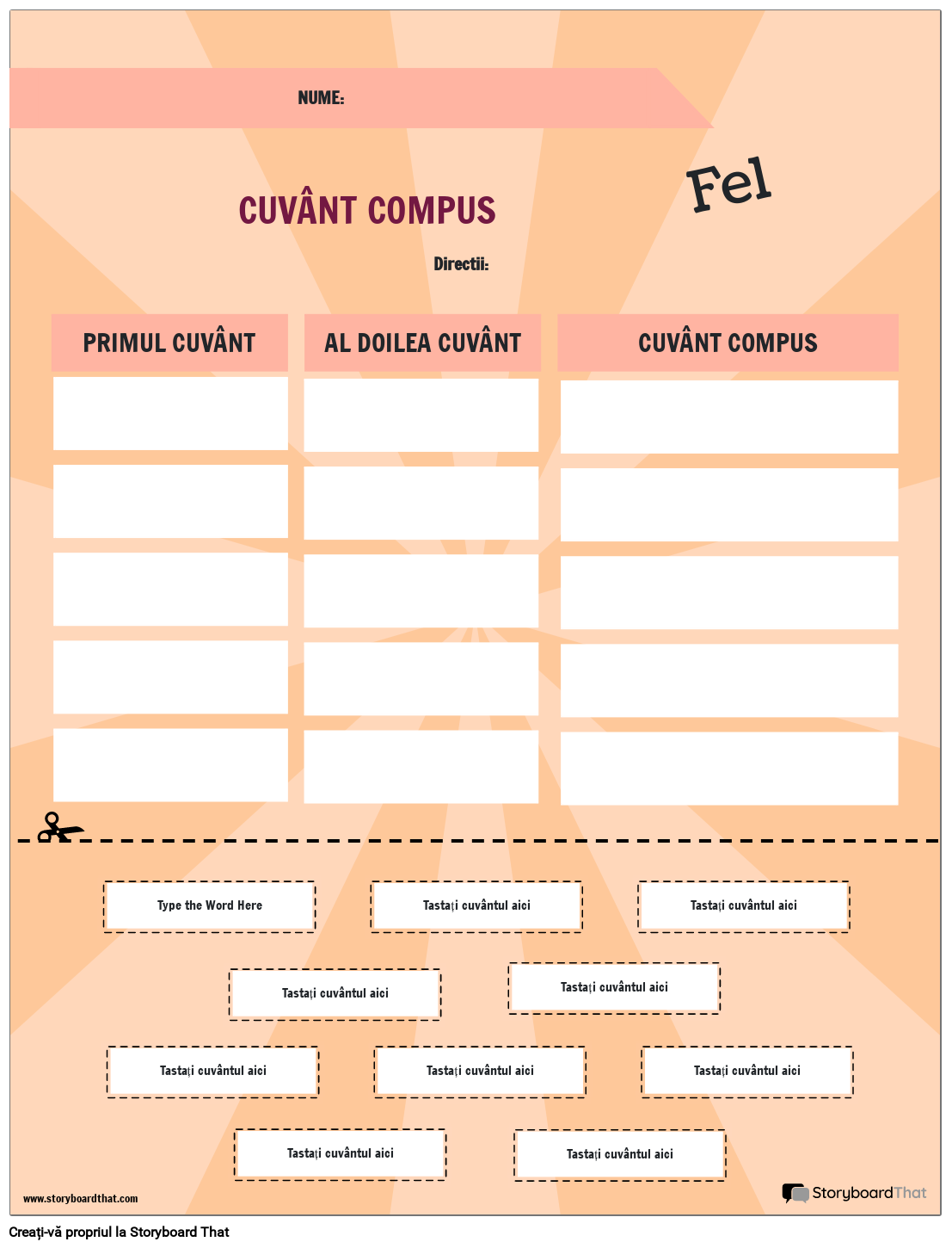 Sortare de Cuvinte Compuse Storyboard por ro-examples