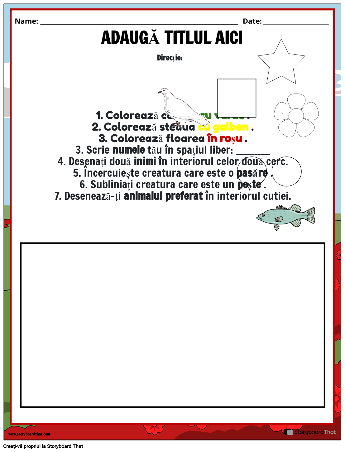 Urmând Instrucțiuni Simple Scrise Fișa de Lucru