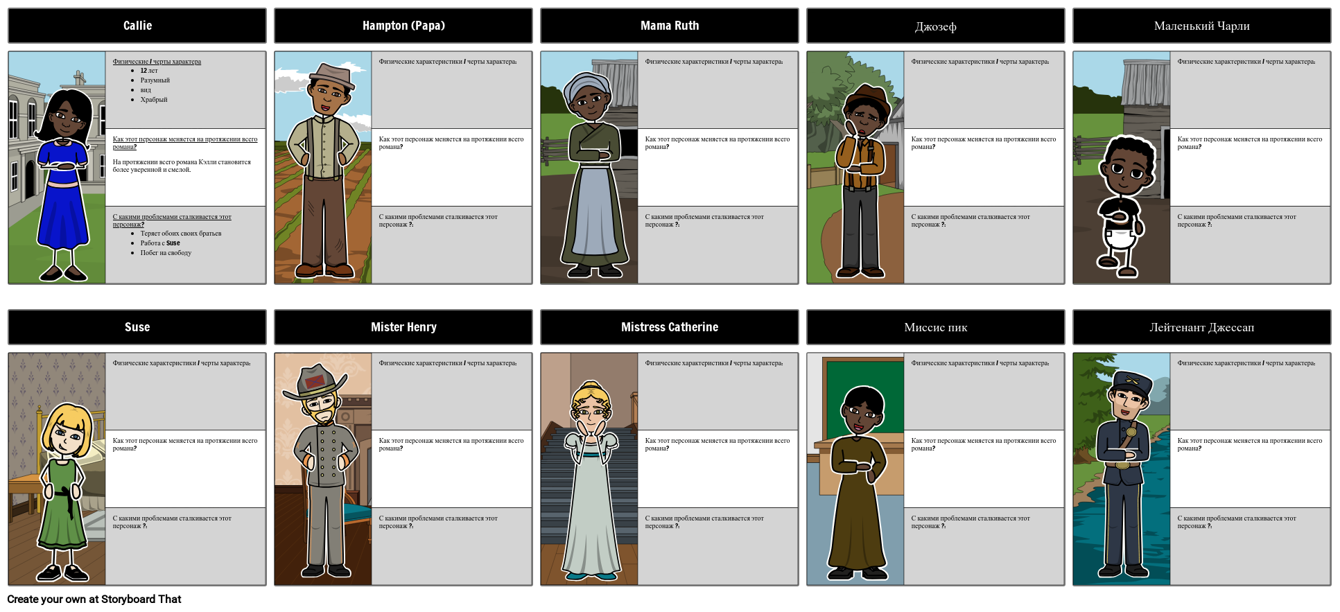 Персонажи Calico Girl Storyboard par ru-examples