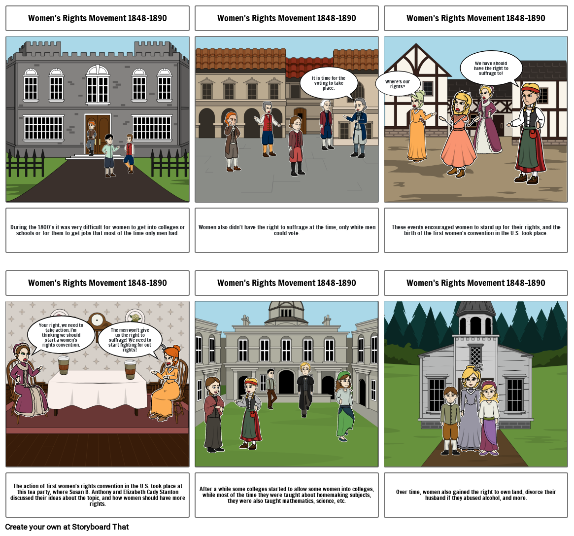 Women's Rights Movement 1848 - 1890 Storyboard
