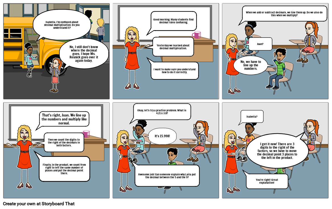 Decimal Multiplication Storyboard By Saradha