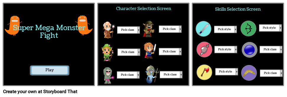 Game Selection Screen Storyboard by sayer