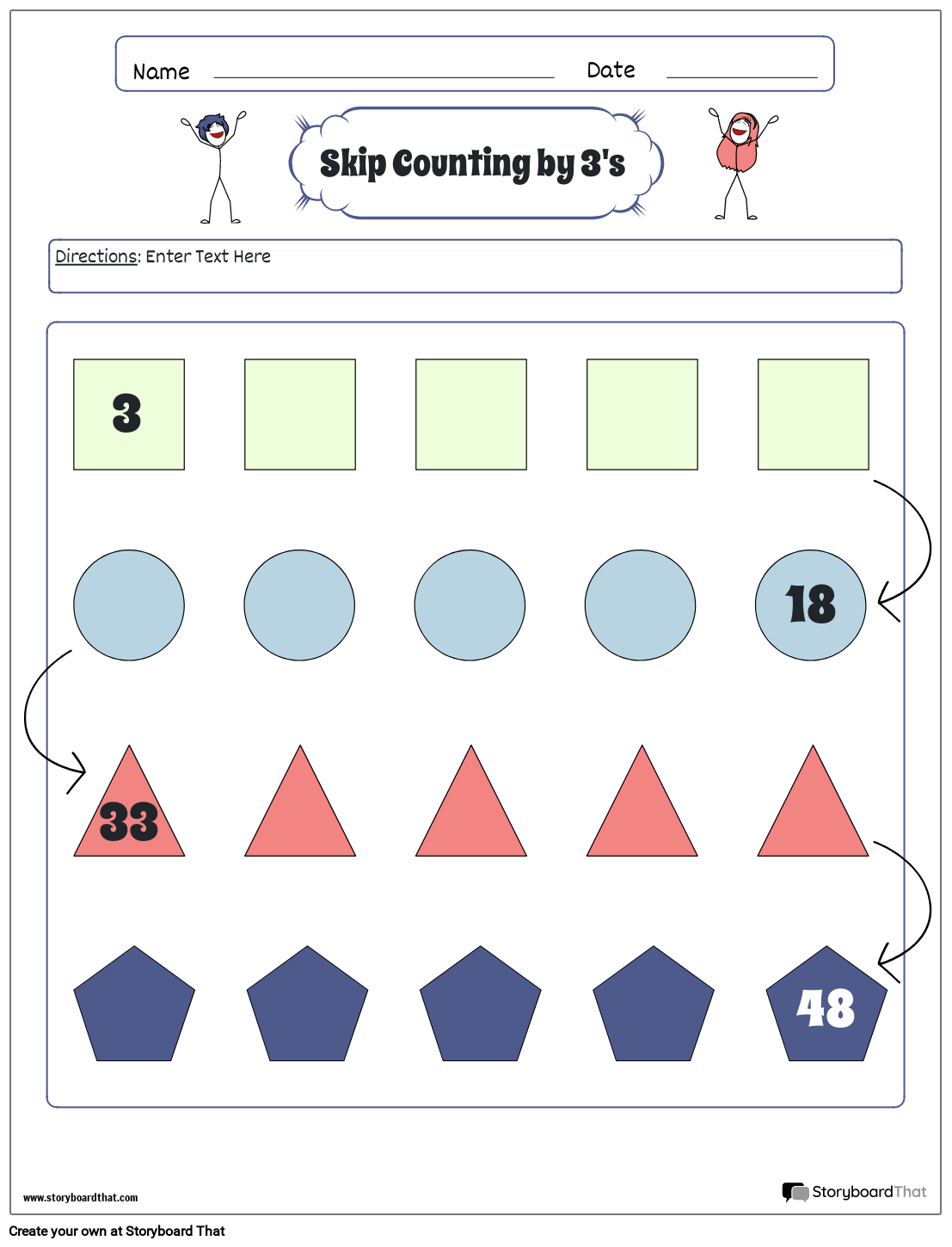 Skip Counting Worksheet with Shapes Storyboard