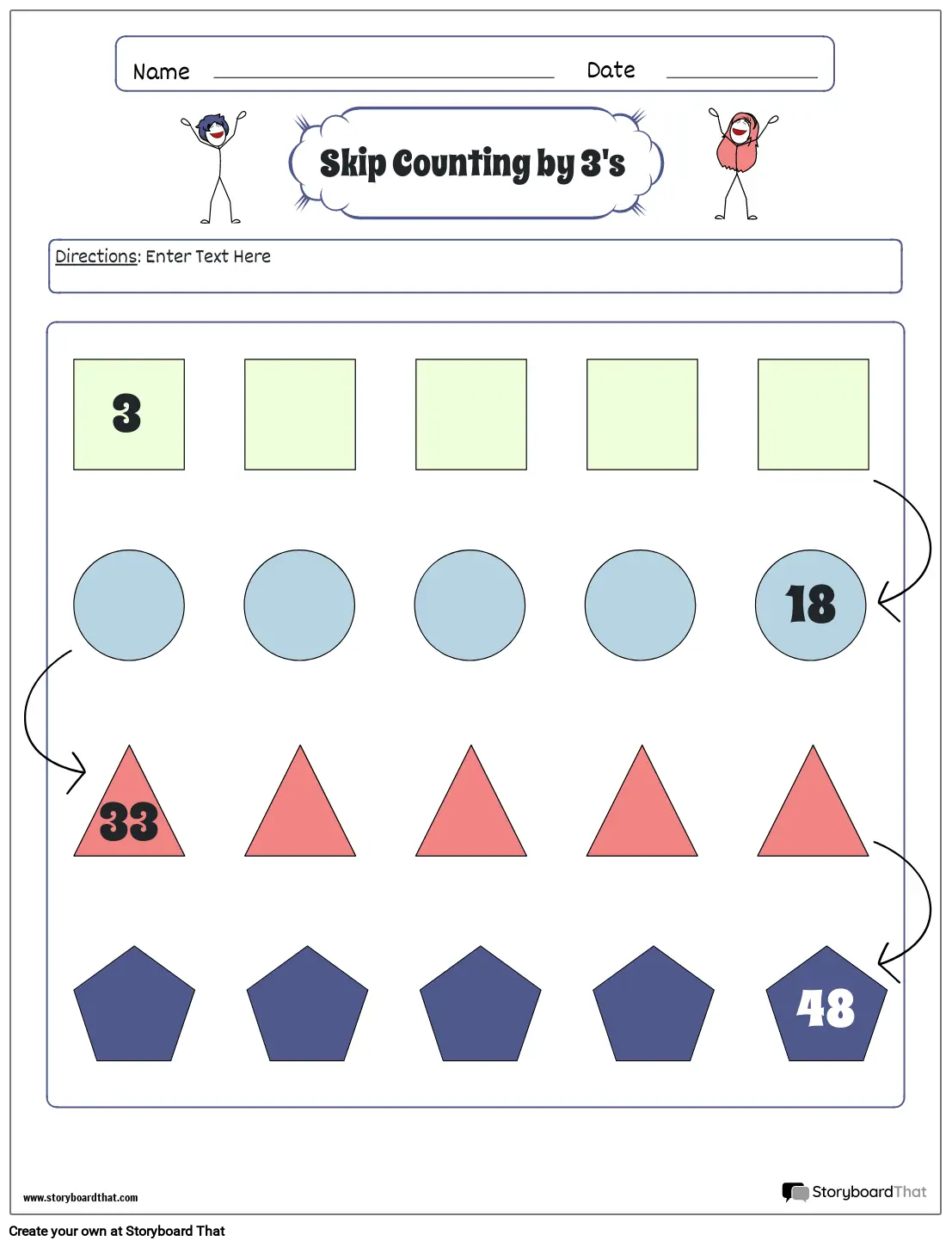 Skip Counting Worksheet with Shapes Storyboard