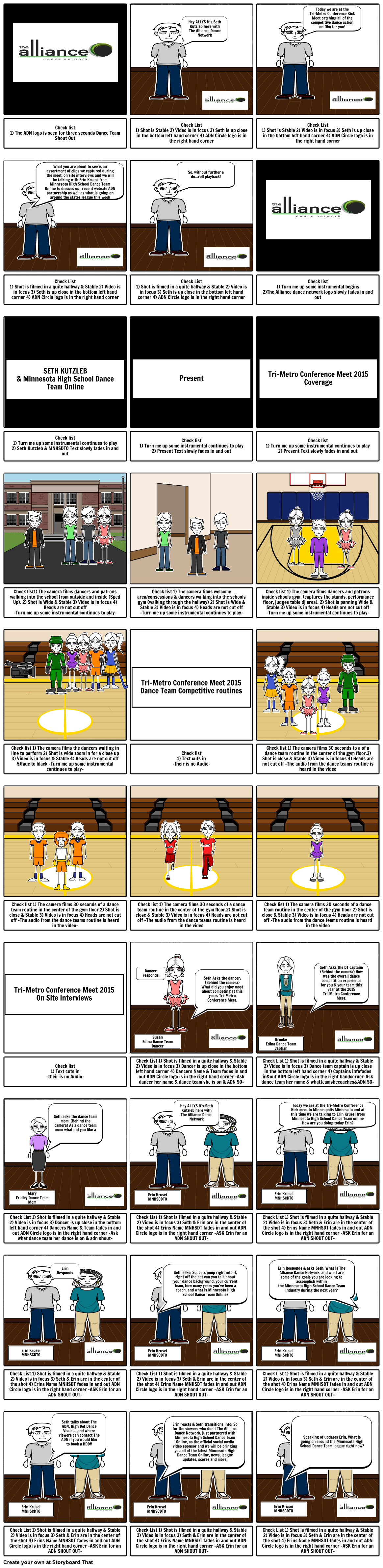 Alliance Dance Network & MNHSDTO Story board Storyboard