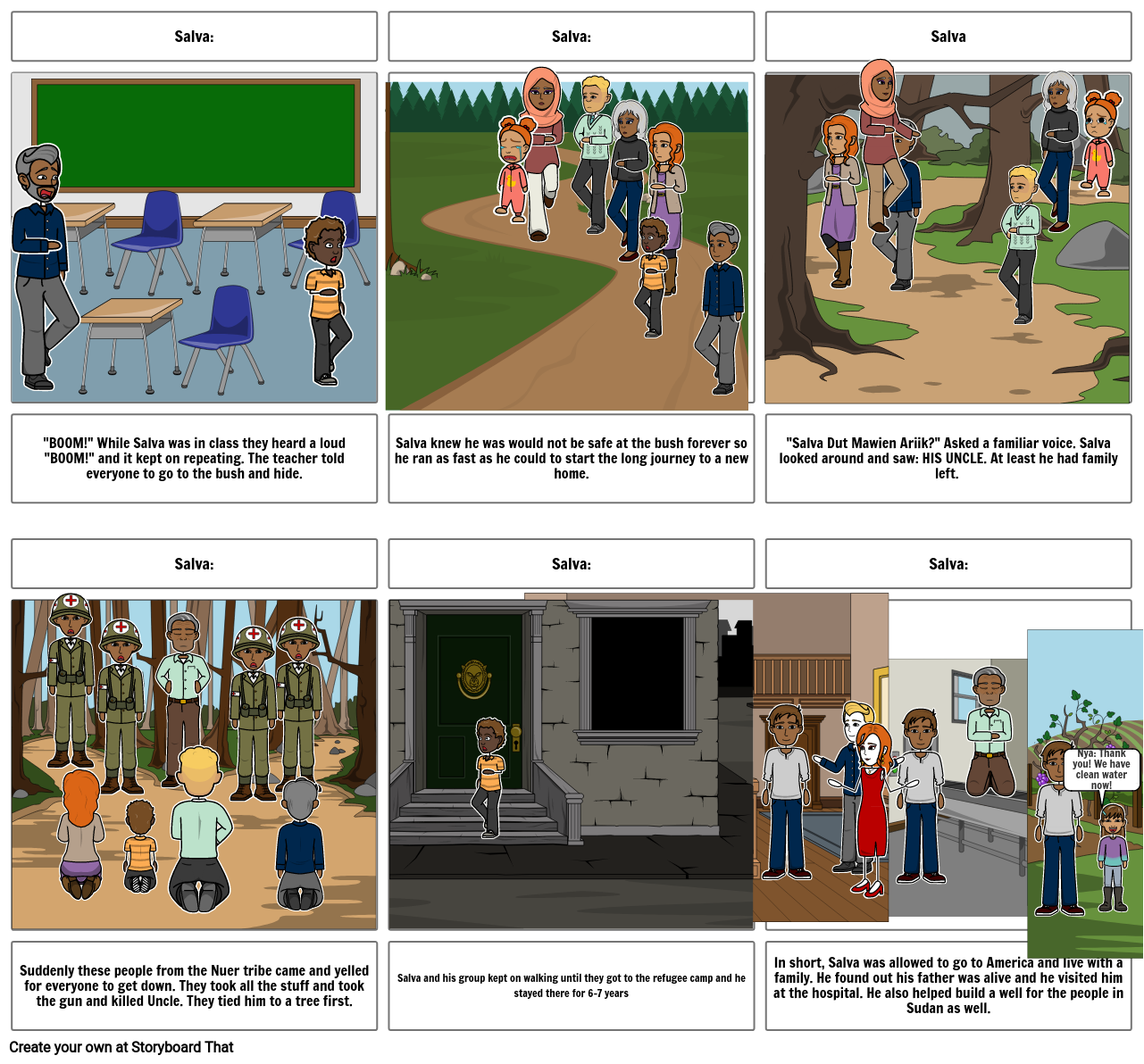 A Long Walk To Water Comic Strip Storyboard by sh20271