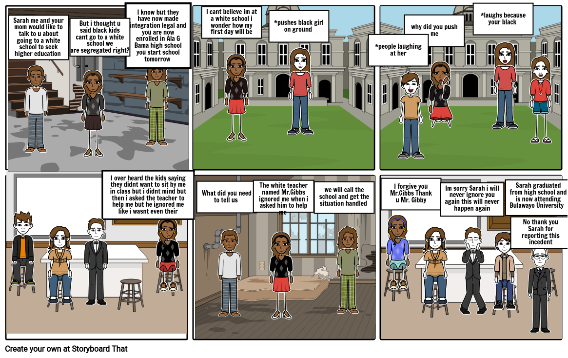 Going to a White School During Segregation Storyboard