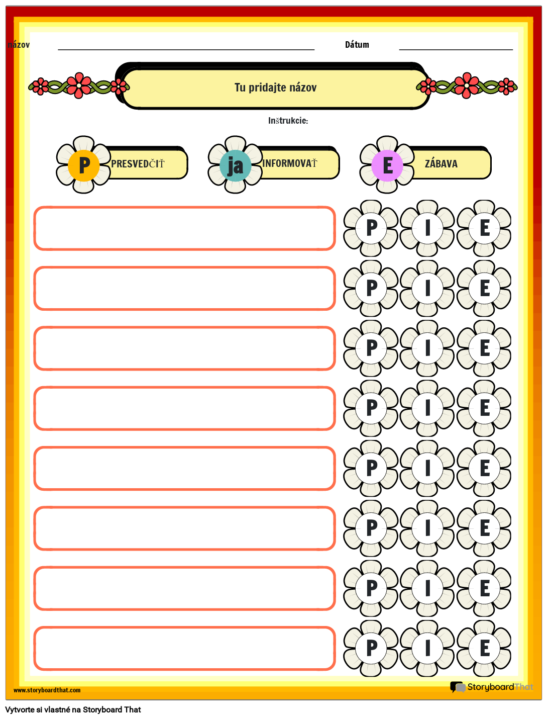 Flower Designed - Autorský Pracovný List Storyboard Flower Designed - Autorský Pracovný List Storyboard