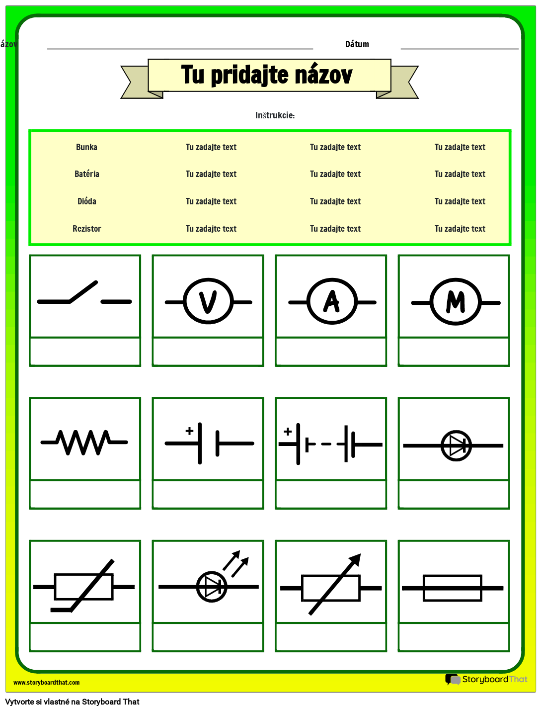 Označovanie Symbolov Elektrických Obvodov Storyboard