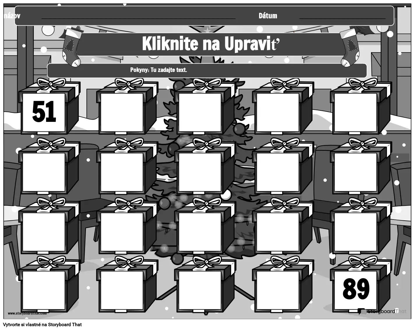 Párne a Nepárne Čísla Pracovný List s Vianočnými Darčekmi B&W