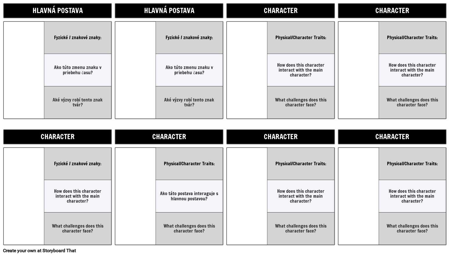 Pole Vyplnené do Poľa Mapa Znakov 3 Storyboard