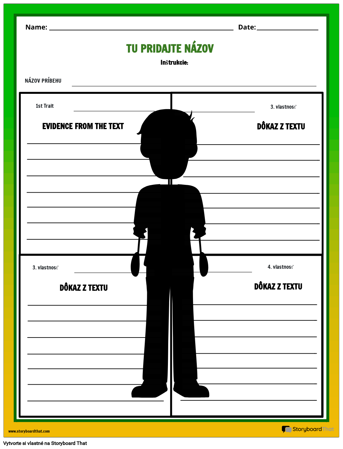 Pracovný List Grafického Organizátora Charakterových Vlastností