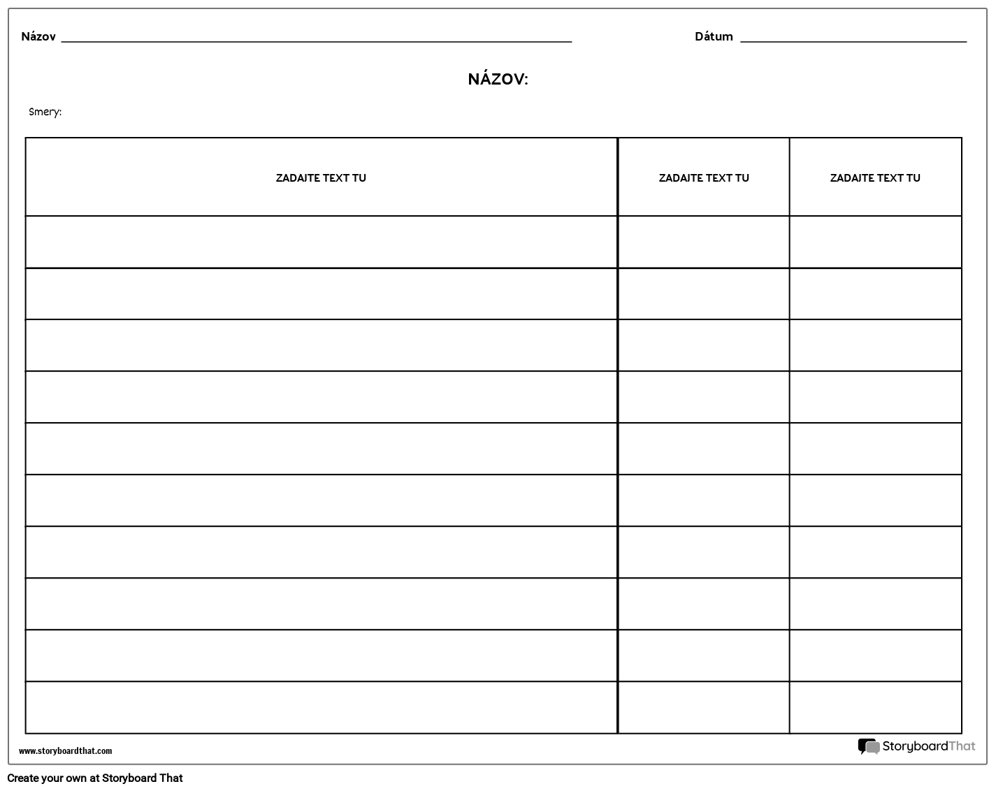 Rubrika - Tabuľka Storyboard by sk-examples